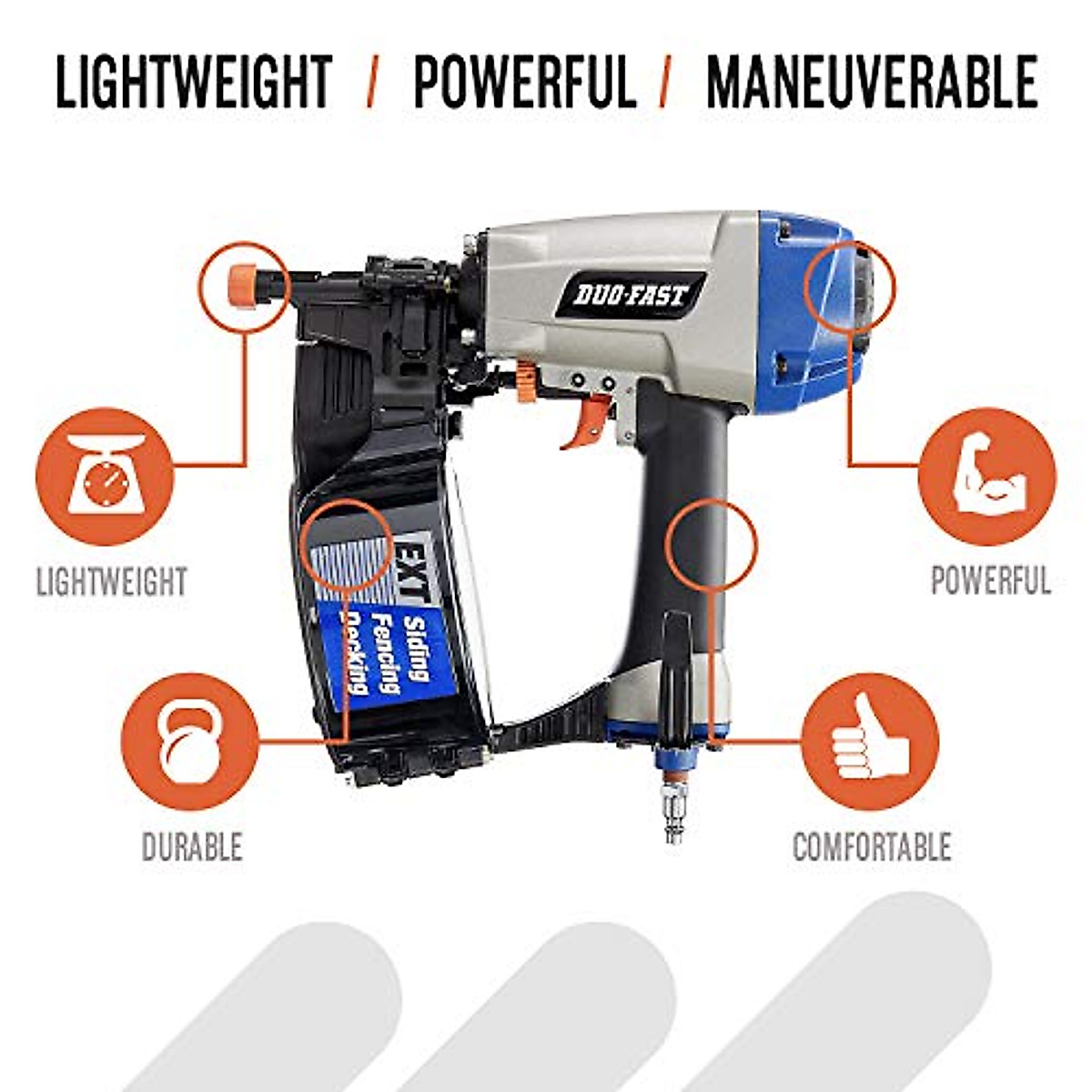 Duo Fast, Pneumatic 0 Degree Coil Siding Nailer DF22C, 502950, Air Compressor Powered
