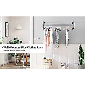 Industrial Pipe Hanging Racks for Clothes 42" Wall Mounted Clothes Hanging Bar Rack Cast Iron Pipe Garment Bar Multi-Purpose Space-Saving Easy Assembly for Small Space with Vintage and Modern Vibe