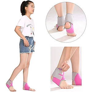 Sport Unisex Child Ankle Brace, Fitness Adjustable Breathable Non Slip Sleeve Double Hook Loop Compression Ankle Support Wraps for Sport, Ankle Sprain, Injury Recovery