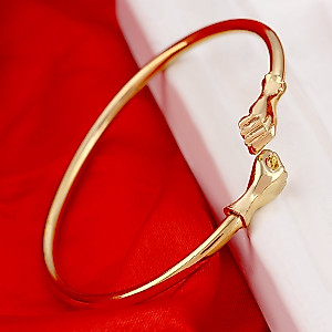 Fist Bangles for Women Men Jewelry Gold Color Opening Embossing Bangle Jewelry