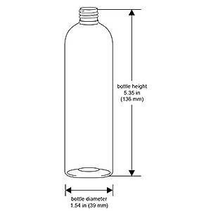 Premium Essential Oil 4 Ounce Cosmo Round Bottles, PET Plastic Empty Fillable BPA-Free, with Black Twist Caps (Pack of 12) (Clear)