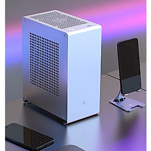 ZZEW A1P Mini-ITX Case, Micro ITX PC Case, Mini Computer Case in Silver Color, Full Aluminum Small Gaming Case with 3.0 Dual Reverse PCI Riser Cable