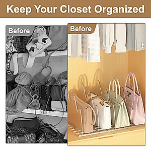 Purse Organizer for Closet, 8pcs Adjustable Clear Handbag Storage Organizer, Shelf Dividers for Closet Organization, Small Bookshelf Separator Bag Dividers for Bedroom, House, Office, Cabinet