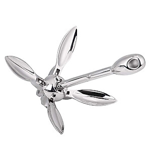 Marine Kayak Anchor, 1.5KG Heavy Duty 316 Stainless Steel Folding Grapnel Boat Anchor Easy to Install Grapnel Anchor, Boating Accessories for Kayaks Canoes Paddle Boards Small Watercrafts