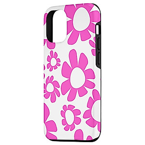 iPhone 13 Pro Preppy Aesthetic, Retro Pink Daisies, Trendy, Teen Girl, 70s Case