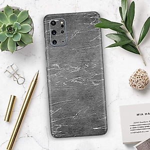 DesignSkinz Dark Silver Marble Swirl V8 Protective Vinyl Decal Wrap Skin Cover Compatible with The Samsung Galaxy S20 (Screen Trim & Back Glass Skin)