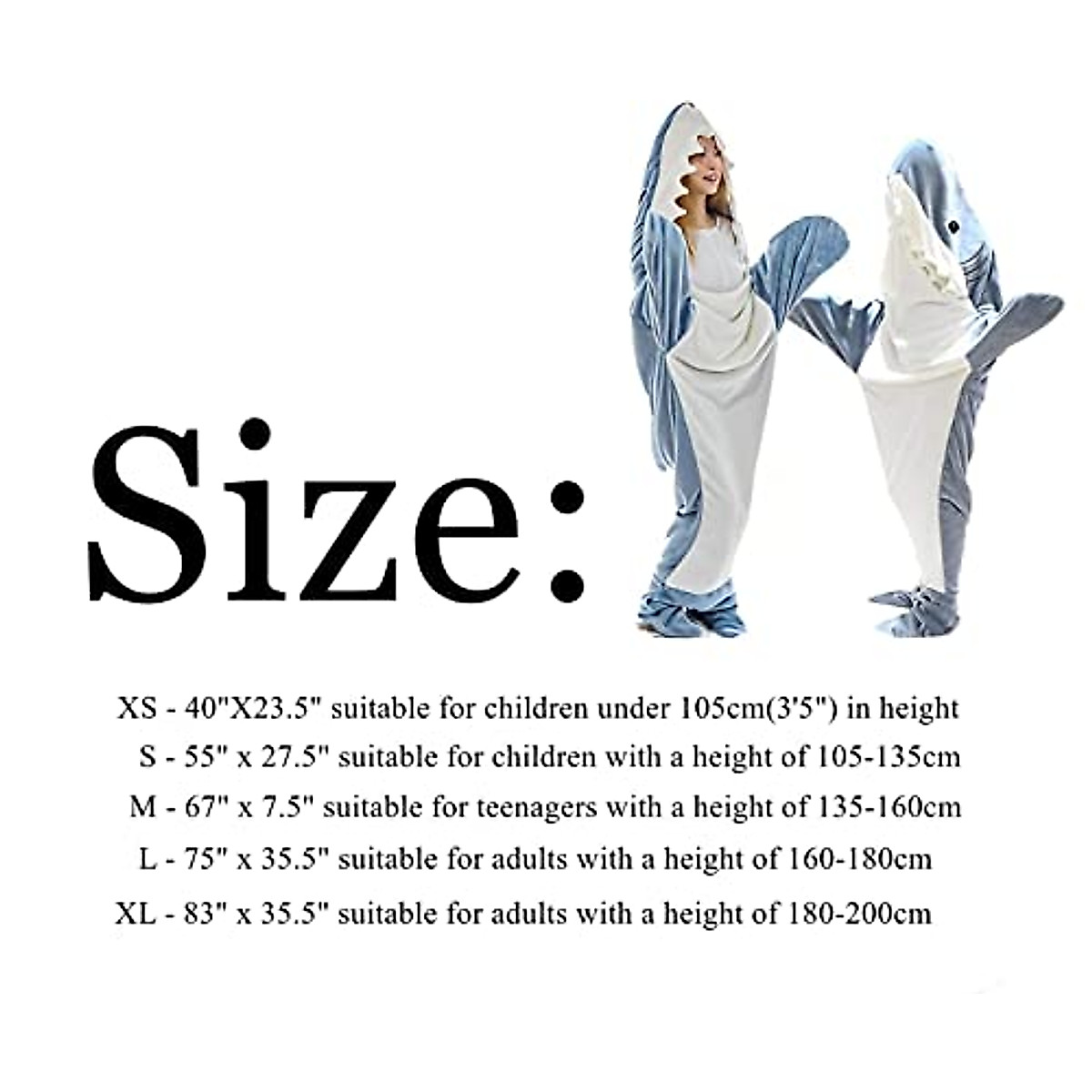 Wearable Shark Blanket Hoodie,Sleeping Bag Soft Cozy Flannel Shark Blanket for Adult Women Men Shark Gifts (75"x35.5"(L))