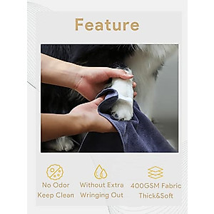 IEDASING'S CHOICE Dog Towel Pet Towel 2 Pack Super Absorbent Quick Drying Microfiber Towel Soft Suitable for Dog Bath Puppy Pet Grooming and Multi-Use, Microfiber Material, 16"x31" Grey