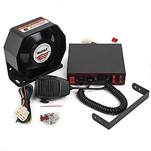 YHAAVALE CJB200E Amplifier Police Siren & Metal Ultra Slime Octagon Flat Speaker,DC12V 100W 8 Tones Wired Mic Loudspeaker Emergency Electronic PA System