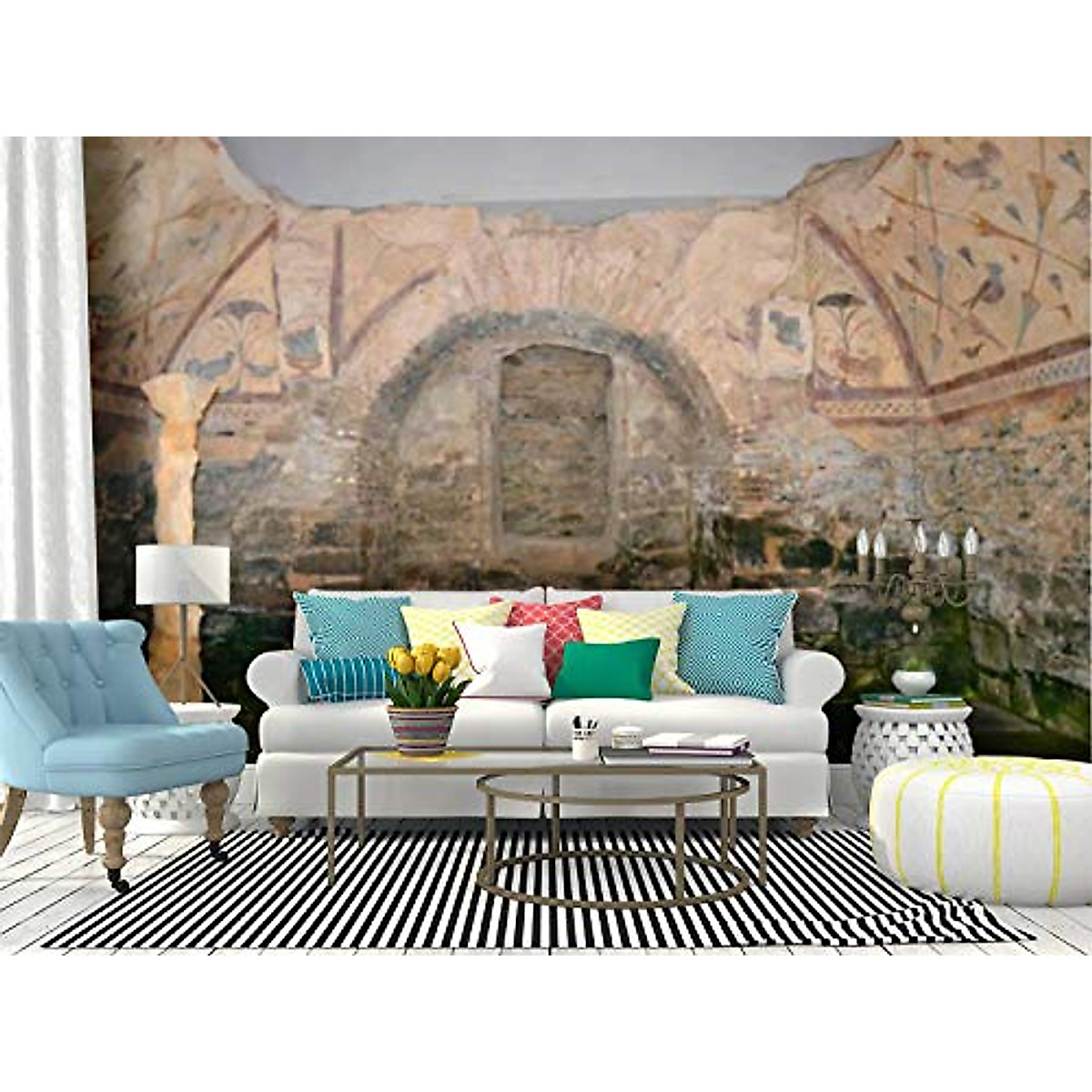 Kanworse Bóveda Romana Canvas Print Wallpaper Wall Mural Self Adhesive Peel & Stick Wallpaper Home Craft Wall Decal Wall Poster Sticker for Living Room