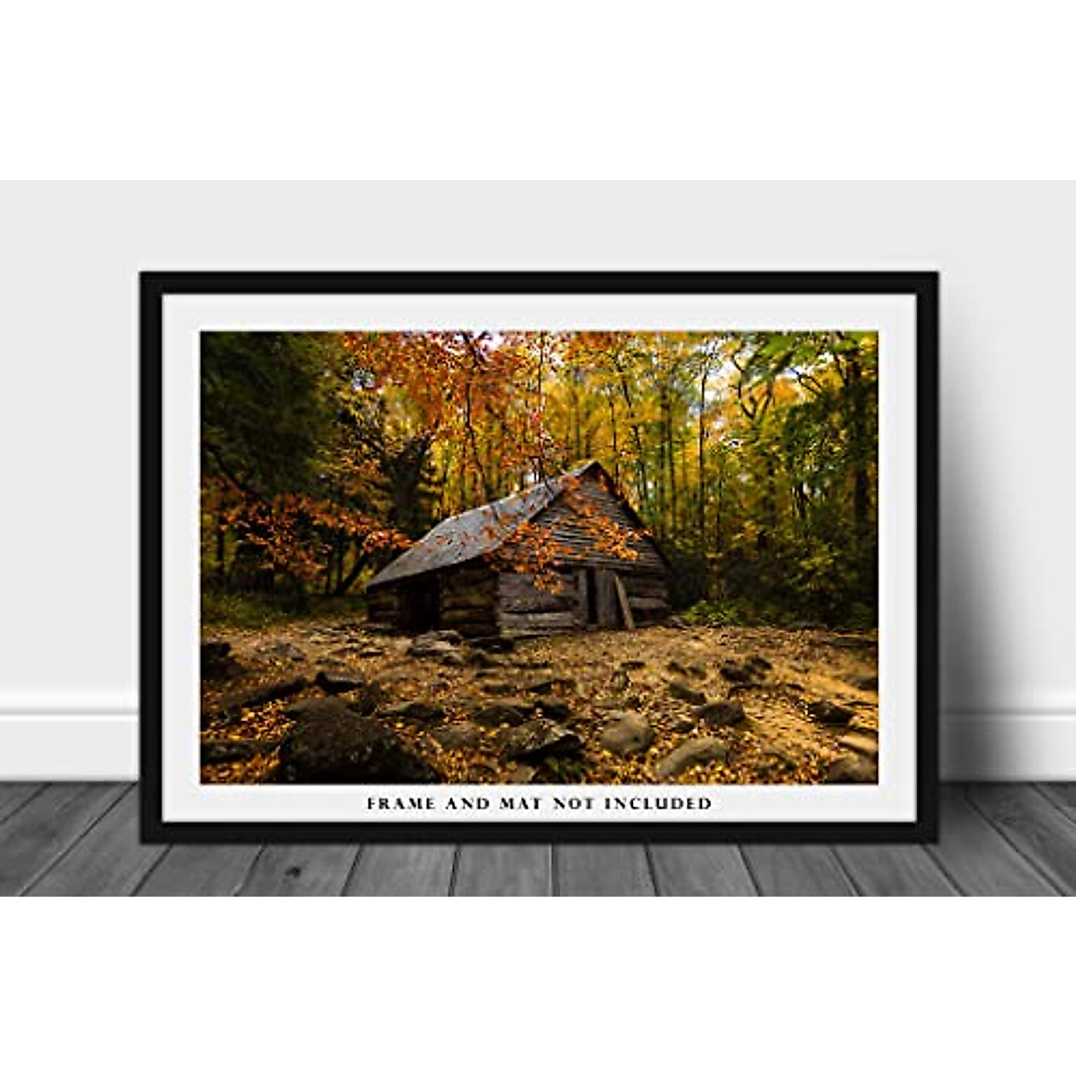 Country Photography Print (Not Framed) Picture of Old Barn Surrounded by Fall Foliage on Autumn Day in Great Smoky Mountains Tennessee Rustic Wall Art Cabin Lodge Decor (8" x 10")