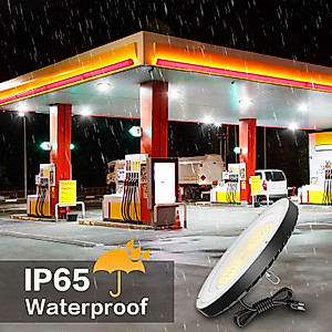 AKOFUN LED High Bay Light 150W 21,000lm 5000K Daylight UFO LED High Bay Shop Light with Hook 4' Cable, IP65 Waterproof Commercial Bay Lighting Fixture for Warehouse Workshop Barn Factory - 4 Pack