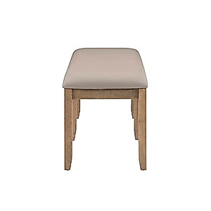 Linon Greywash with Grey Linen Upholstered Seat Includes Table Four Chairs Bench Carter Six Piece Dining Set