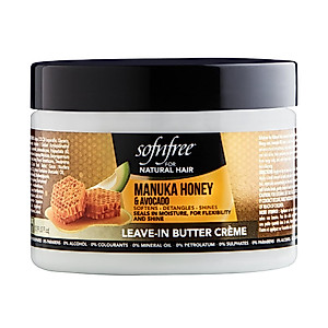 Sofn’free Leave-In Conditioner with Manuka Honey & Avocado Natural Hair Butter and Hair Moisturizer for Coily & Curly Hair - 11 Fl Oz (Pack of 1)