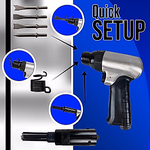 LE LEMATEC Air Needle Scaler with Hammer Chisel Kit, 4800 BPM Pneumatic Needle Gun for Metalworks, Rust, Weld & Paint Remover, Pistol Grip Metal Scraper Air Compressor Accessories (LE-AN324K)