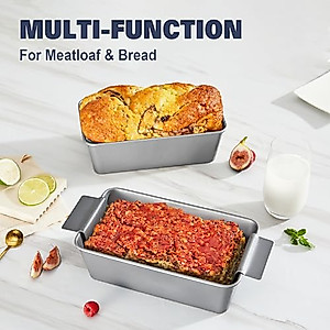 BRONYPRO Nonstick Meatloaf Pan with Drain Tray, 9x5 Meat Loaf Pans for Baking Bread, Homemade Banana Bread Tin for Oven, Grey