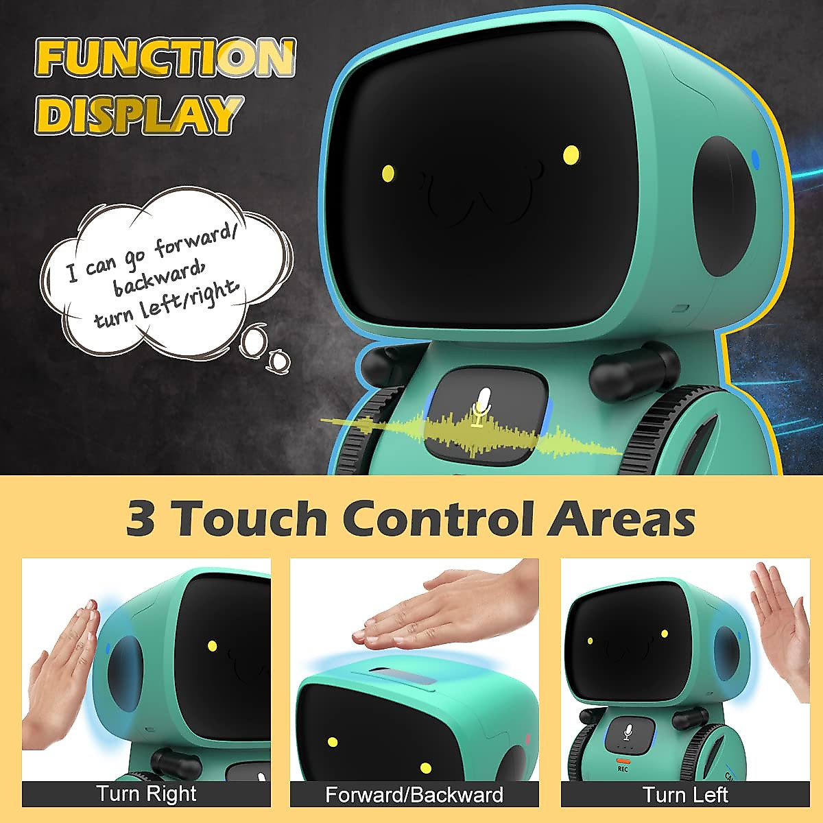 KaeKid Robots for Kids, Interactive Smart Robotic with Touch Sensor, Voice Control, Speech Recognition, Singing, Dancing, Repeating and Recording, Robot Toy for 3 4 5 6 7 8 Year Old Boys Girls