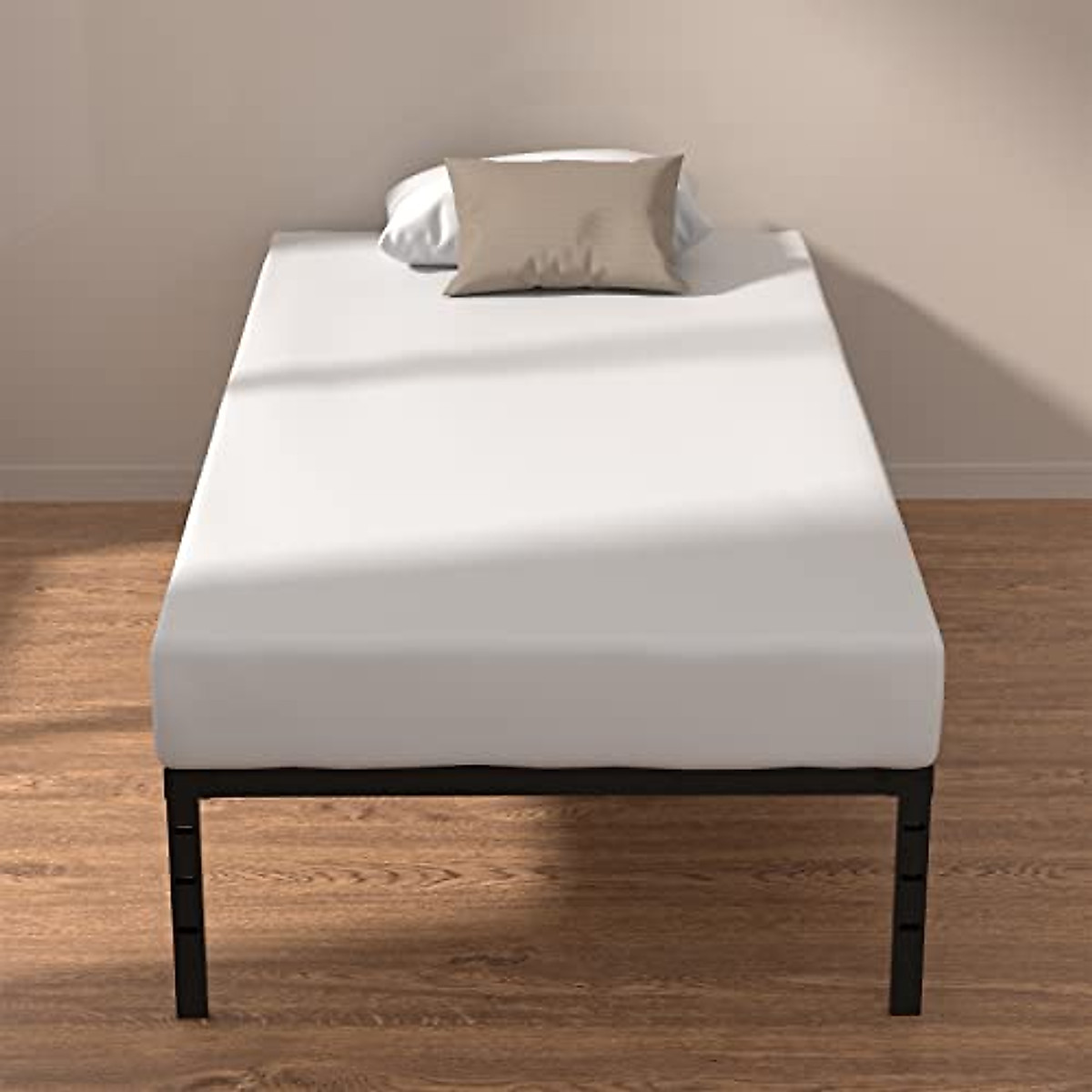 Meberam 14 Inch Twin XL Size Metal Platform Bed Frame Heavy Duty Mattress Foundation Support No Box Spring Need, Black