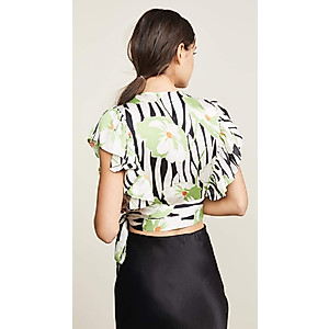 Jill Jill Stuart Women's Tropical Wrap Top, Green Multi, Large