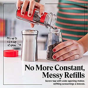 Premium Salt and Pepper Shakers with Adjustable Pour Holes - Elegant Stainless Steel Salt and Pepper Dispenser - Perfect for Himalayan, Kosher and Sea Salts - Spices