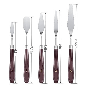 5 PCS Painting Knives Stainless Steel Spatula Palette Knife Oil Painting Accessories Color Mixing Set for Oil, Canvas, Acrylic Painting