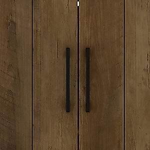 Galano 16 Pair Lucca 2 Door Shoe Storage Cabinet with Open Shelf and Doors – Shoe Rack - Shoe Storage Entryway – Shoe Organizer for Home and Office - Knotty Oak