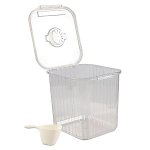 Nesmilers 22 Lbs Clear Airtight Rice Container, 1 Pack Grain Containers with Lids