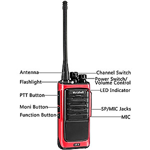 Arcshell Rechargeable Long Range Two-Way Radios with Earpiece 2 Pack Walkie Talkies Li-ion Battery and Charger Included