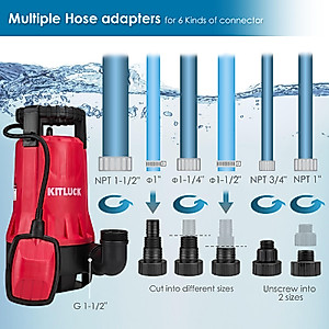 KITLUCK Sump Pump, 1HP 3500GPH Submersible Water Pump with Float Switch, 20ft Rubber Cord, Portable Handle, Sump Pump for Pool Draining, Remove Clean/Dirty Water for Flood Basement, Garden, Pond, Tub