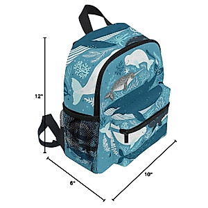 My Daily Kids Backpack Whales Sea Coral Nursery Bags for Preschool Children