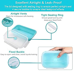 LYASILGC Set of 8 Collapsible Silicone Food Storage Containers, Collapsible Bowls with Airtight Lids, Flat Stacks, Meal Prep, Lunch Box Container, RV Organization And Storage