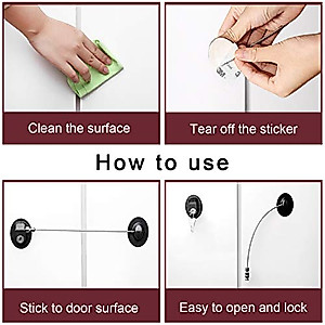 2 Pack Refrigerator Lock with 4 Keys,Child Safety Fridge Lock,Refrigerator Lock Combination,Mini Fridge Lock, File Drawer Lock, Toilet Seat Lock with Strong Adhesive by XccMe (Black)