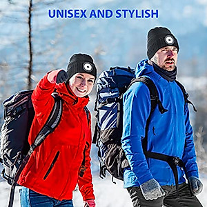 LED Hat Gifts for Men Women - Christmas Stocking Stuffers for Men Dad Boyfriend Light Beanie Cap with Headlamp for Running Camping Fishing| Winter Birthday Gift Ideas for Husband Brother Grandpa Teen