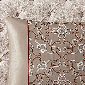 Madison Park Essentials Jelena Room in A Bag Faux Silk Comforter Classic Luxe All Season Down Alternative Bedding, Matching Bedskirt, Curtains, Decorative Pillows, Queen(90"x90"), Red 24 Piece