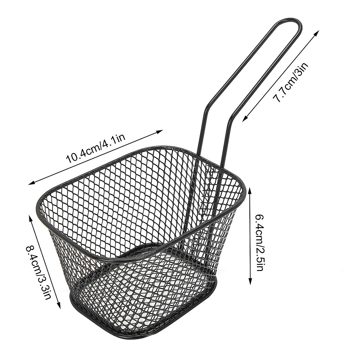 4Pcs Square Fry Basket, Stainless Steel French Fries Holder Fried Food Table Serving Net Strainer Kitchen Cooking Tools(Black)