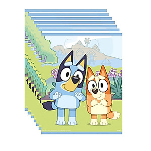 Unique Bluey Dog Birthday Party Supplies Bundle includes Plastic Party Favor Loot Bags - 16 Count