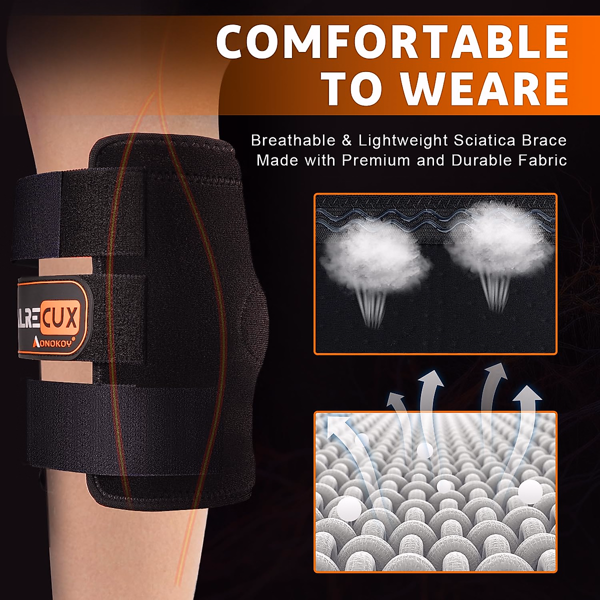 Healrecux Sciatica Pain Relief Brace Devices, Upgraded Brace for Sciatic Nerve Pain with Dual Pressure Pad Targeted Compression, Sciatic Nerve Brace Acupressure Massage Point Brace for Men and Women