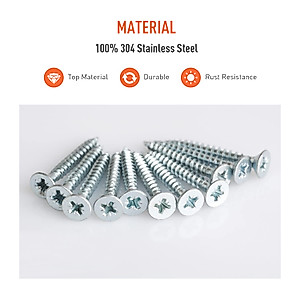 Trivd Frol 550Pcs Self Tapping Screws Assortment Set, M3/M4/M5/M6 304 Stainless Steel Sheet Metal Screws Kit, Phillips Drive Wood Screw Assortment 550Pcs(275pcs Round Head and 275pcs Flat Head)