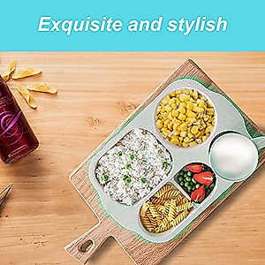 AA 2 PCS Wheat Straw Divided Plates, Fast Food Trays Cafeteria Trays with Compartments Home Restaurant School Lunch Trays for Kids (Green)