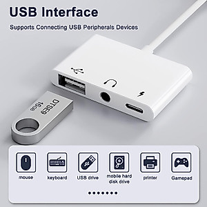 UWECAN USB C to USB Adapter, 3 in 1 USB C to USB A OTG Adapter with 3.5mm Headphone Audio Jack and Fast Charging Port, USB-C Splitter Compatible with Most Type-C Phones,Laptops,iPad Pro, iPhone 15