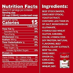 Campbell's Condensed Beef Broth, 10.5 Ounce Can (Case of 12)