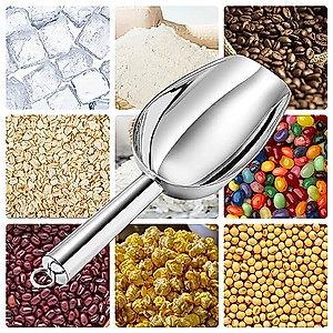 Haizsijin Metal Ice Scoop 3 Oz, Small Stainless Steel Ice scooper for Ice Maker Ice Bucket Kitchen Freezer Bar Party Wedding, Multipurpose for Popcorn Scoop,Flour Scoop,Dog Food Scoop (3oz-silver)
