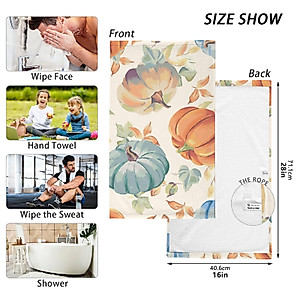 ALAZA Fall Pumpkins Hand Towels for Bathroom Set of 2 Soft Absorbent Cotton Bath Towels Decorative Face Towel 16" X 28"