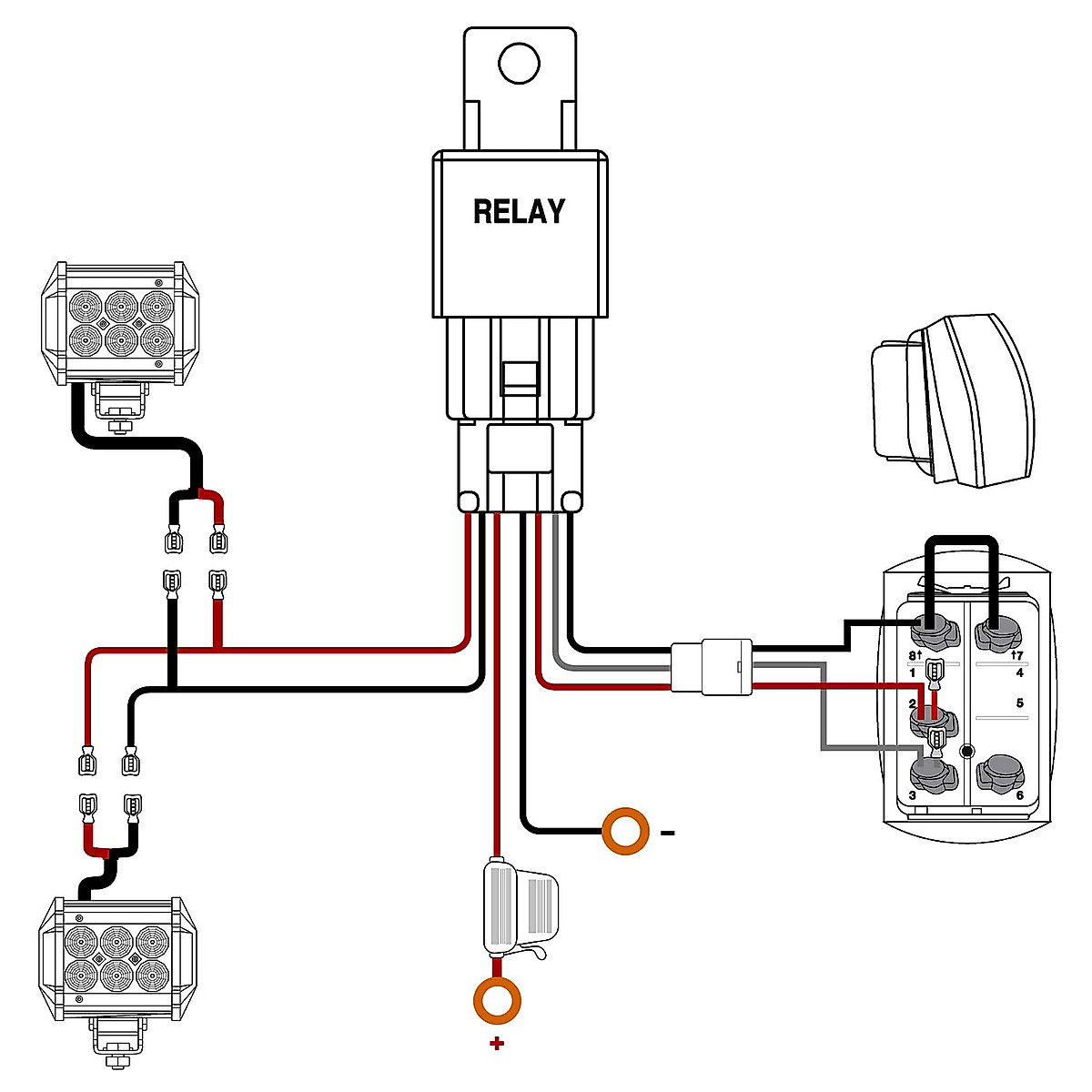 Nilight LED Light Bar 2PCS 18W Flood Off Road Lights 12V 5Pin Rocker Switch Wiring Harness Kit, 2 Years Warranty, Clear,White