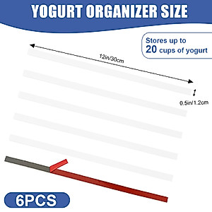 6 Pack Yogurt Organizer for Fridge, 20 Capacity Yogurt Holder for Refrigerator with Adhesive Tapes, 12" Long Fridge Yogurt Organizer Customizable to Fit Multiple Yogurt Sizes, Yogurt Fridge Organizer