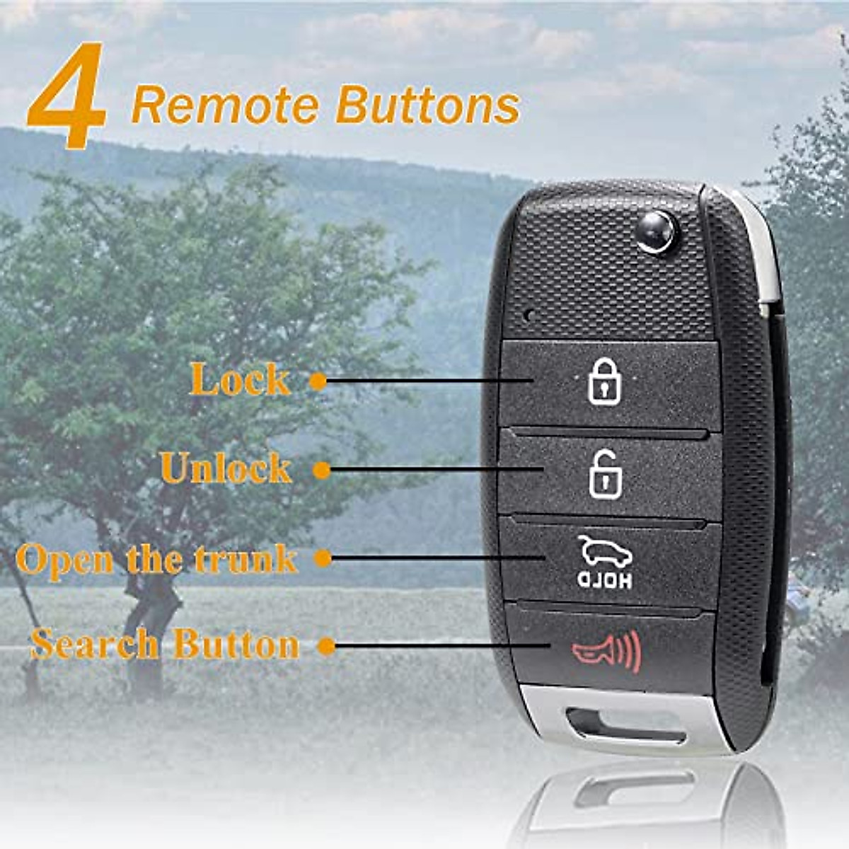 TOP-VIGOR 46 Chip Car Key Fob 4 Buttons, OSLOKA-910T Keyless Entry Remote Car Key Fob Replacement 433MHz Compatible with Kia Sorento 2015-2020 95430-C5101
