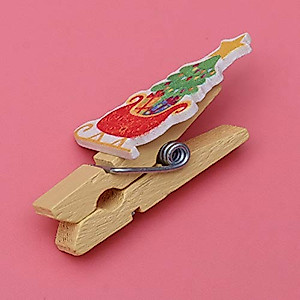 Healifty Christmas Decor Nativity Decor 10Pcs Christmas Wooden Clothespins Cartoon Elk Photo Clips DIY Craft Photo Paper Peg for Christmas Party Favors Thumb Tacks Decorative Wood Decor