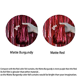 Burgundy Bachelorette Party Tinsel Foil Fringe Curtains for Wedding Anniversary Bridal Shower Happy Birthday Valentines Mothers Day Graduation Party Photo Booth Props Backdrops Decorations, 4pc