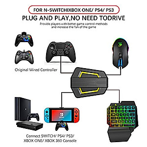Gaming Keyboard and Mouse Combo, Wired 39 Keys Mechanical Feeling Rainbow LED Backlit Keyboard and RGB Gaming Mouse and LED Backlit Converter Compatible with PS4/Xbox One/Nintendo Switch/PS3 /PC