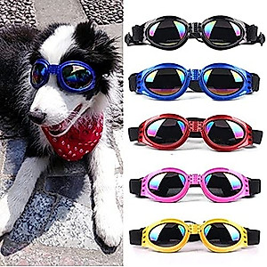 Houchu Dog UV Protection Sunglasses Waterproof Windproof Eye Protection Pet Sunglasses Folding Cool Dog Cat Glasses Pet Supplies(Yellow)